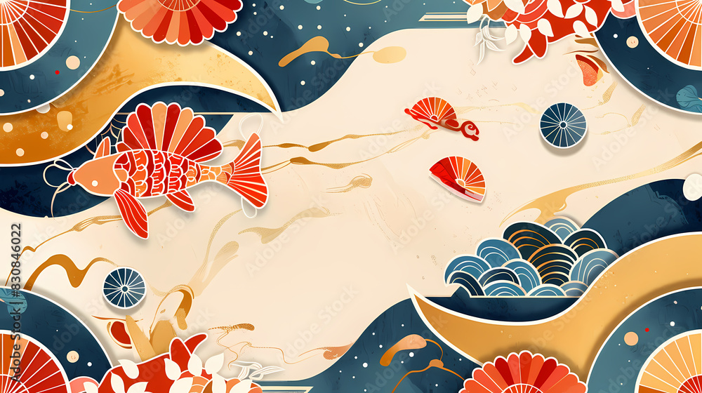 Background modern in the style of a Japanese paper collage. This ...