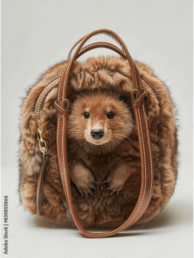 Handbag designed to resemble small, furry animal, highlighting ...