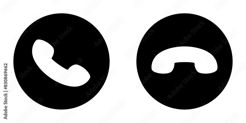 Accept decline phone call button isolated on white and transparent ...