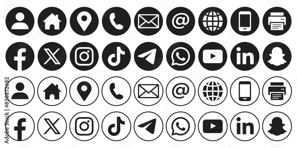 Contact icon .Popular social media logo with contact icon. Social ...