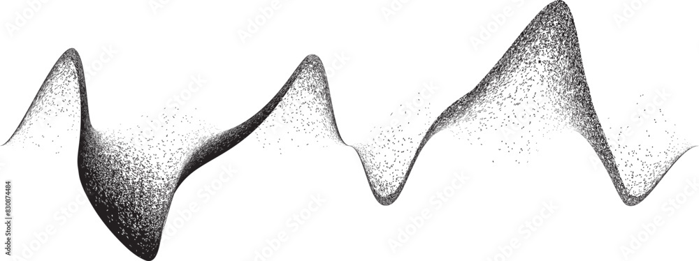 Distorted geometric half circle . Minimal art design . Noise destroyed ...