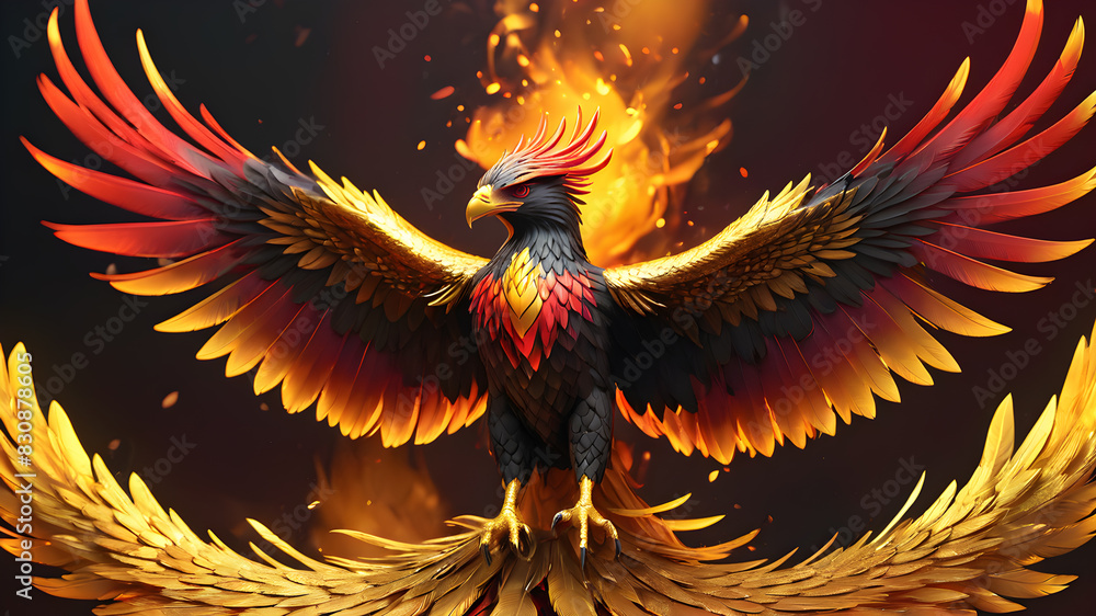 Phoenix bird fire fantasy firebird abstract magic 3D eagle animal ...