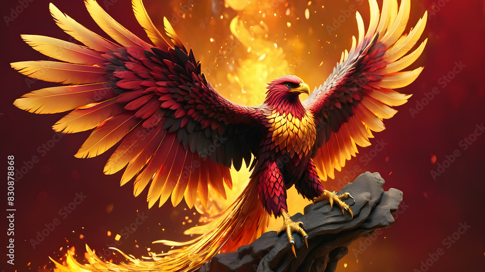 Phoenix bird fire fantasy firebird abstract magic 3D eagle animal ...