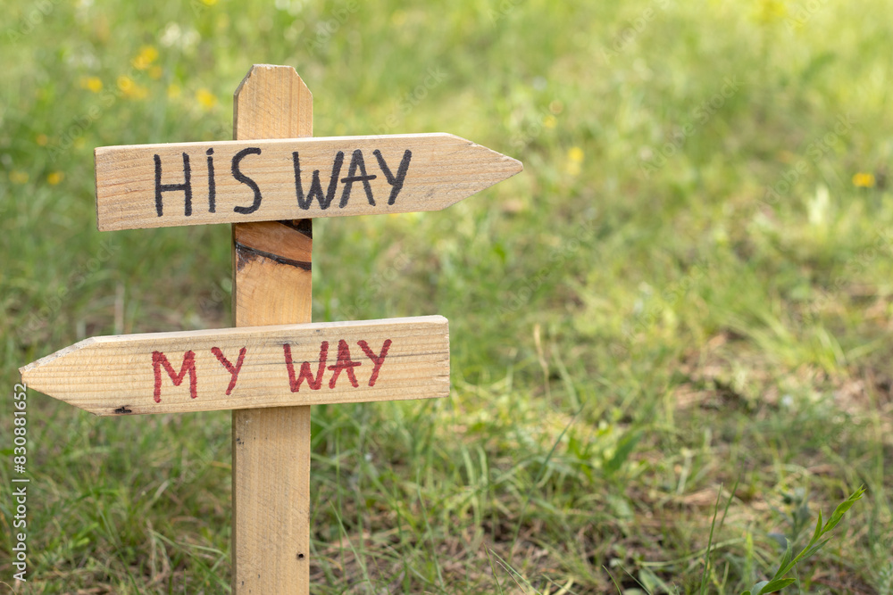 God Jesus Christ's way of life, handwritten text on wooden sign in ...