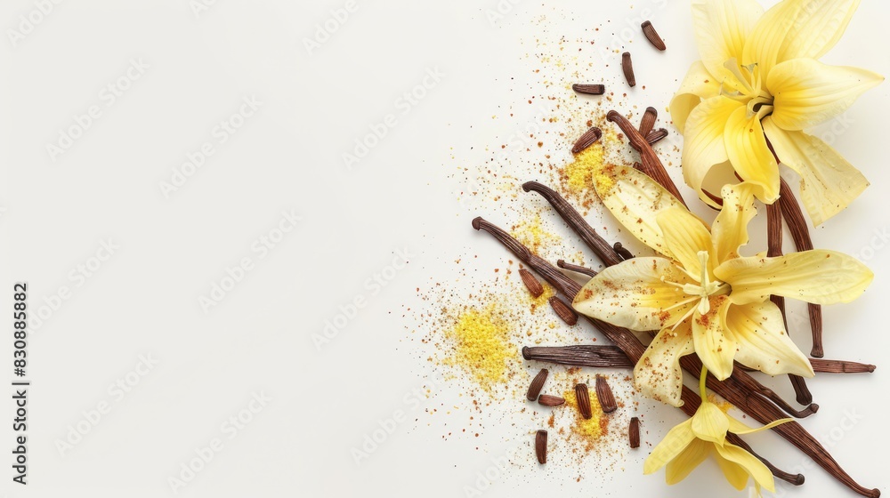 Photorealistic image in a aspect ratio featuring vanilla-themed ...