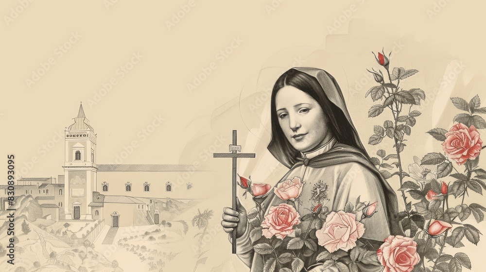 Holding Crucifix and Roses, St. Therese of the Child Jesus in Carmelite ...