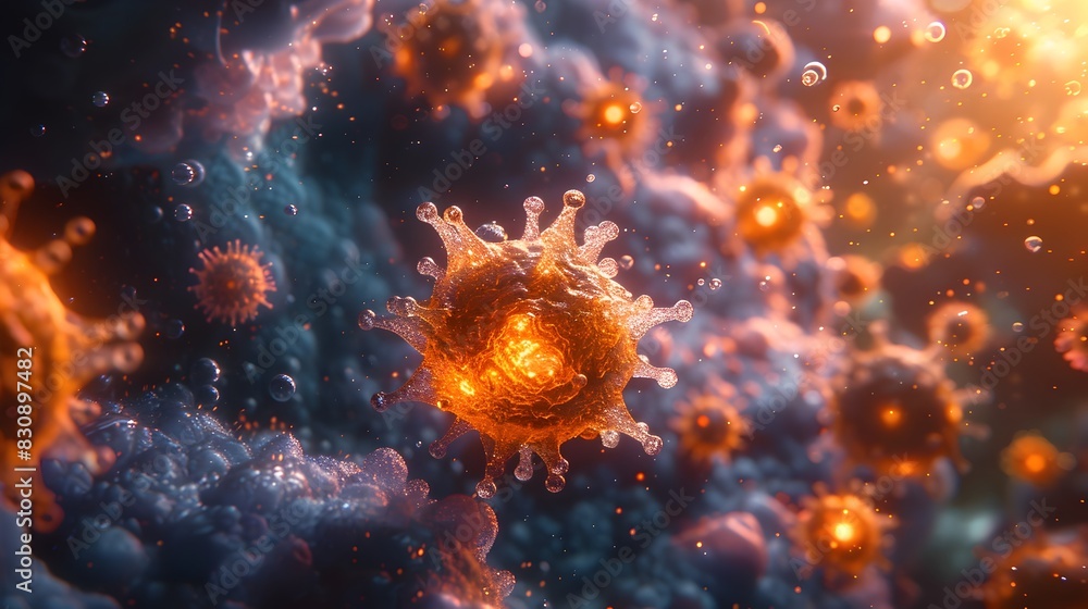 Microscopic View of Infectious Viral Cells Revealing Intricate ...