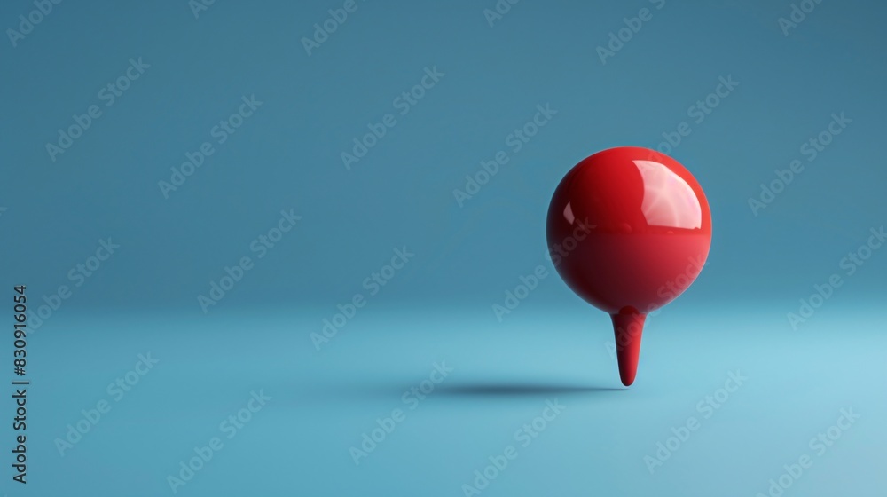 3D Minimalistic red pin against a blue background symbolizing location ...