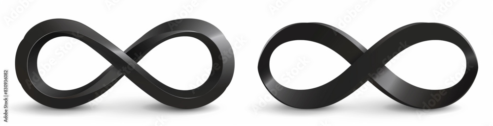 set of black vector infinity symbol, simple shapes, white background ...