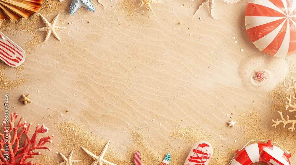 Summer Sale Extravaganza: Sandy Beach Background with Beach-Themed ...
