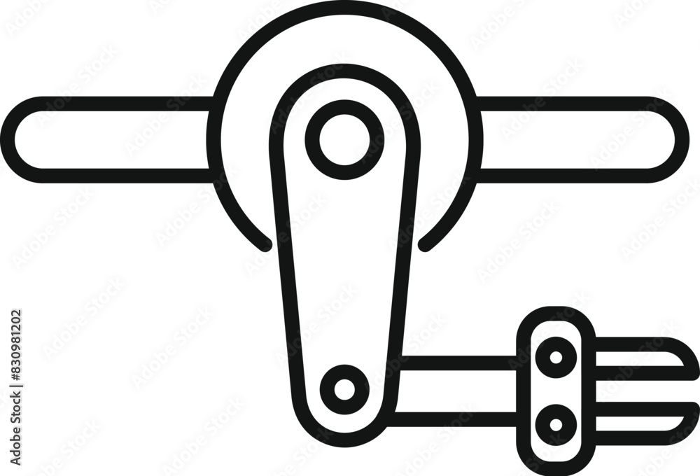 Simple black and white line drawing of a bicycle handlebar and brake ...