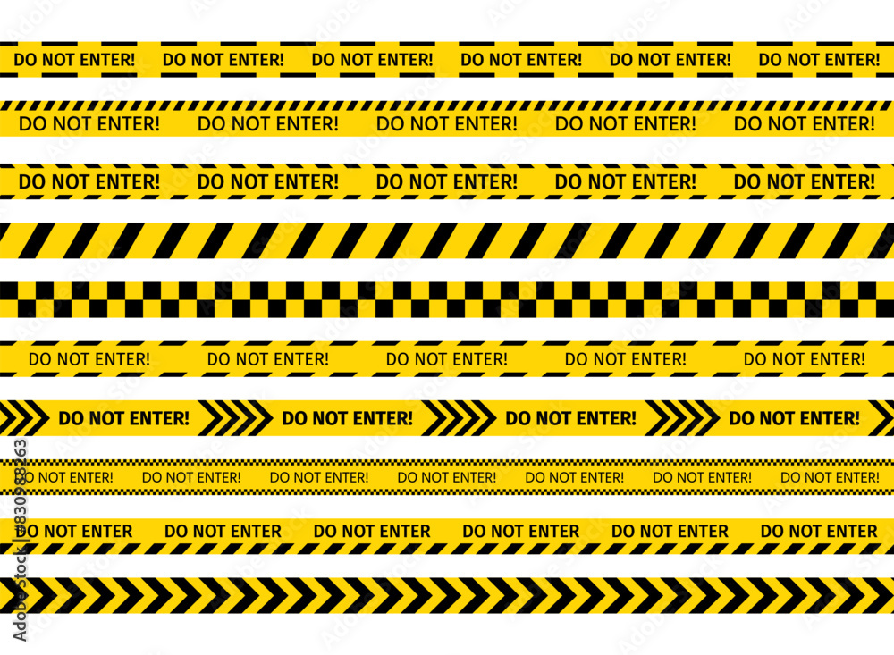 Do not enter seamless ribbons. Police warning yellow tape. Striped ...