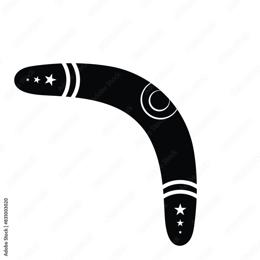 Vetor de Boomerang vector icon. Karma sign. Old weapon. Black ...