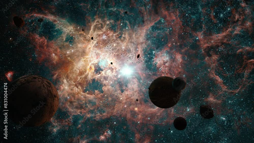 Space Travel The Tarantula Nebula. Space Flight to star field Galaxy ...