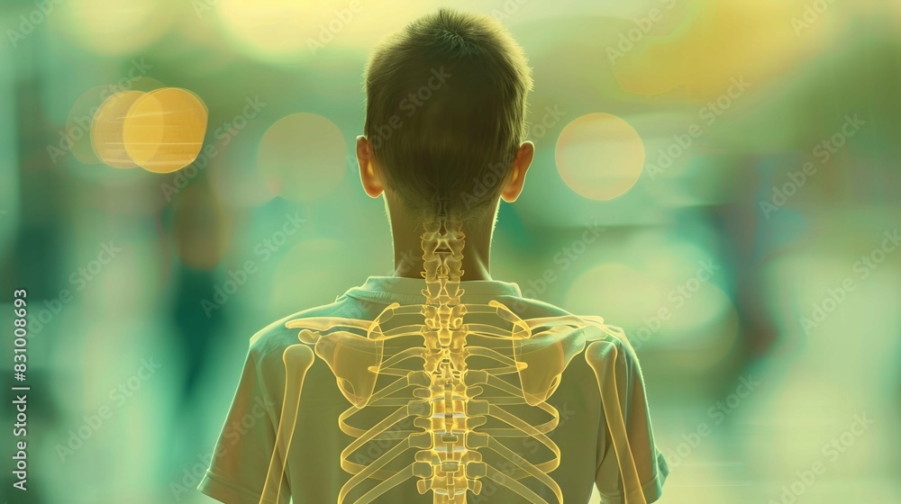 Scoliosis Spine Curve Anatomy, Posture Correction. Child with a ...