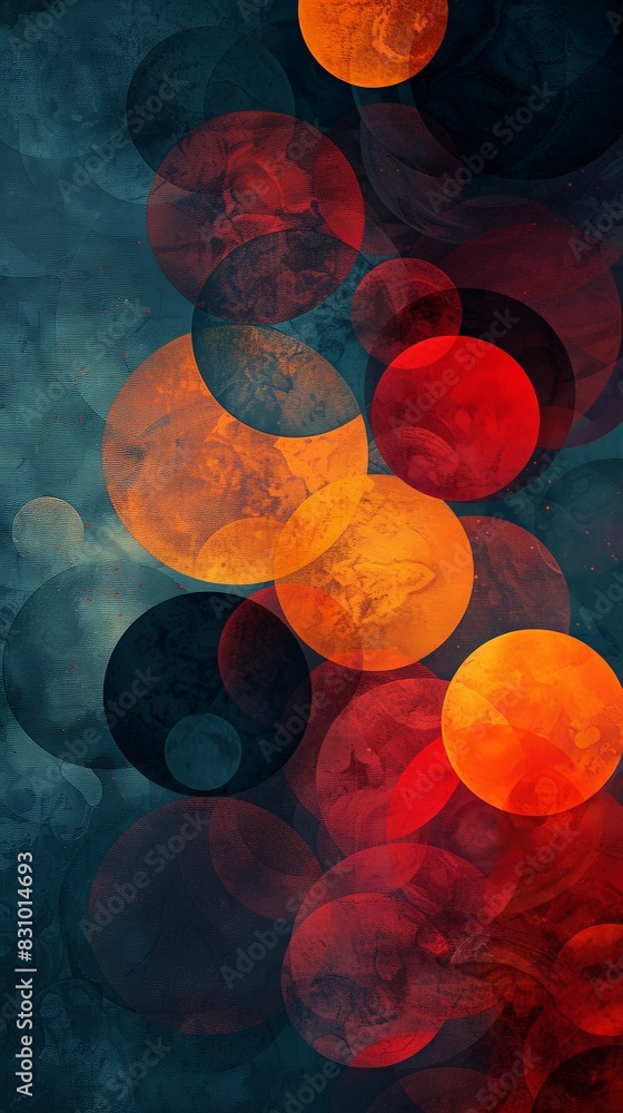 Illustrate a color gradient overlay with circular patterns. Use simple ...