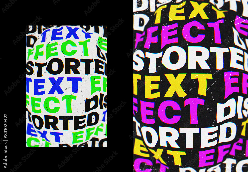 Distorted Poster Text Effect Mockup With Generative AI Stock Template ...