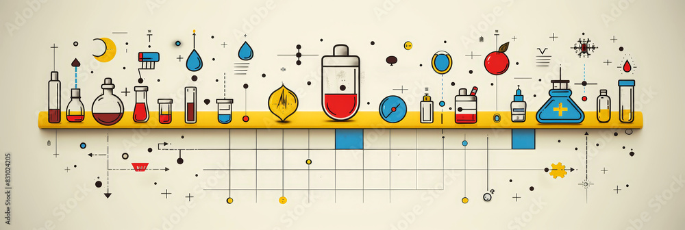 Minimalistic science and laboratory illustration with various lab ...