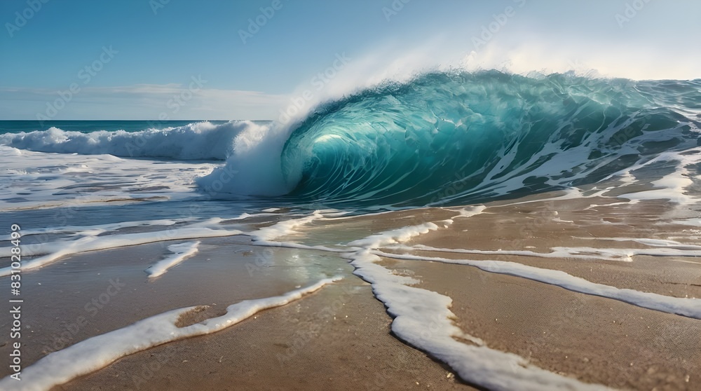 Rounded waves on the beach, clear sky view Stock Illustration | Adobe Stock