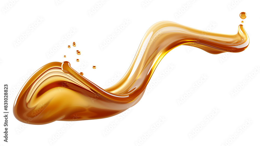 Generate an image of smooth butterscotch syrup flowing in a thin ...