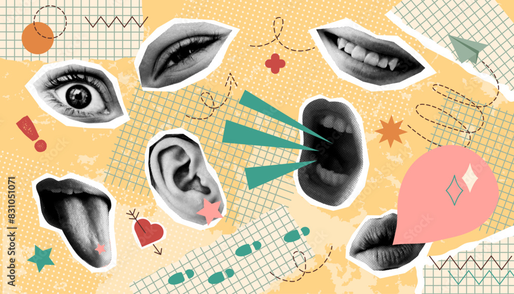 Banner in vintage new nostalgia collage style. New nostalgia background ...