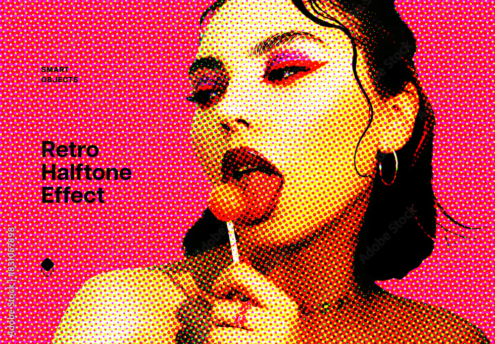 Riso Halftone Photo Effect Mockup Stock Template | Adobe Stock