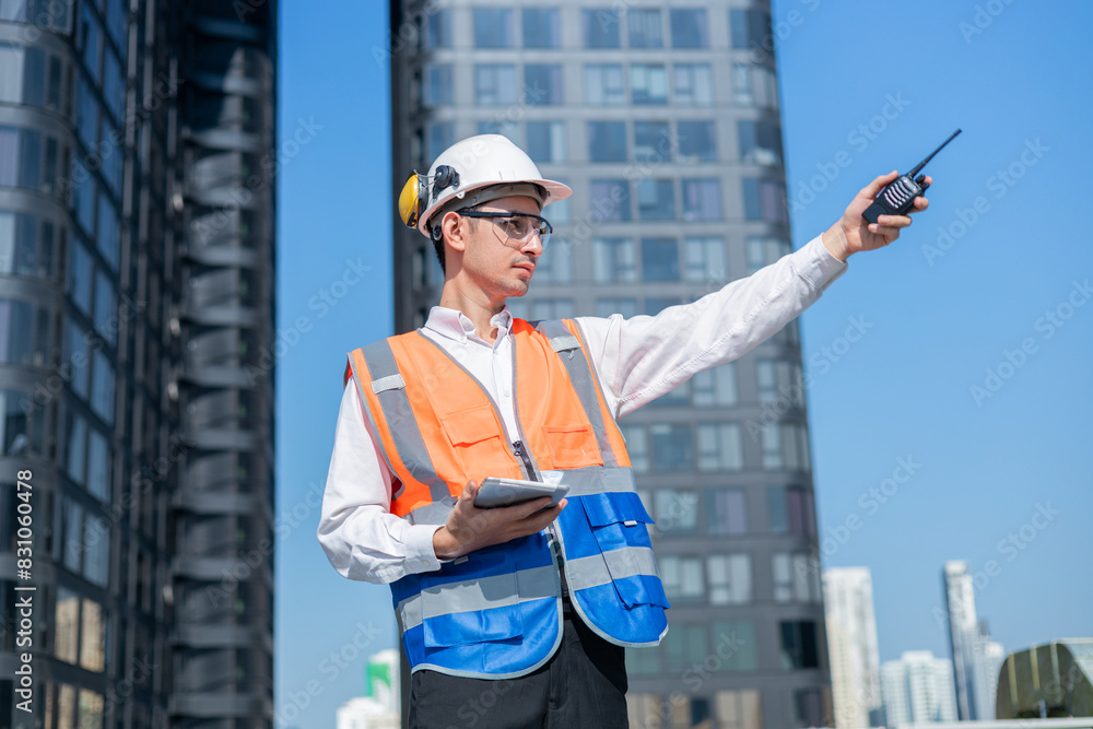 Engineer under checking the industry chilled water fan coil unit air ...