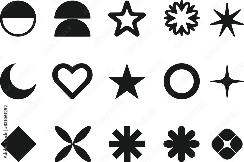 Black Vector basic shape collection for your design vector shape polygons circles with sharp ...