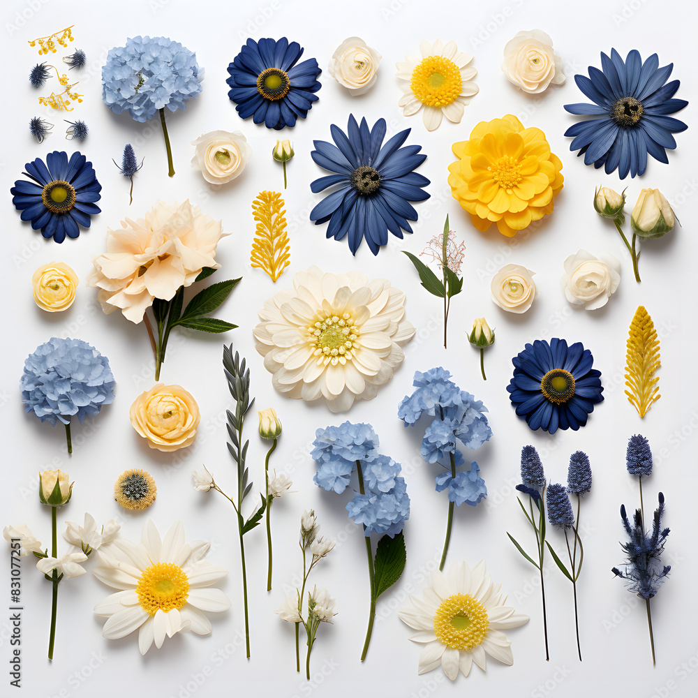 Top view of head shot flowers full depth of field on the photo. Big ...