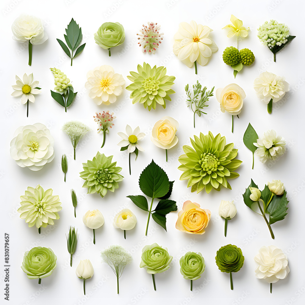 Top view of head shot flowers full depth of field on the photo. Big ...
