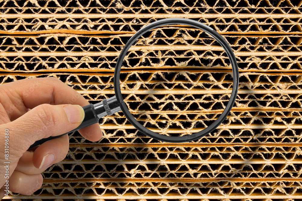 Recycled corrugated cardboard background with overlapping panels ...