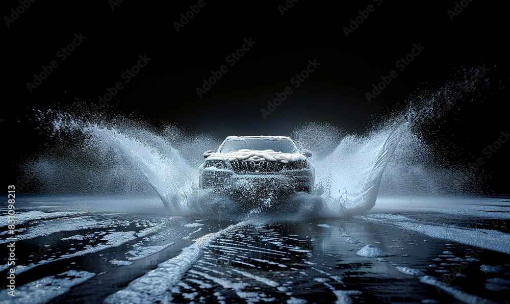 Car Wash Splash, Dynamic Water Splashing on Car, Detailed Illustration ...