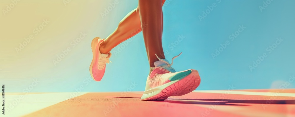 minimal portrait illustration close up of female fit athlete workout on ...