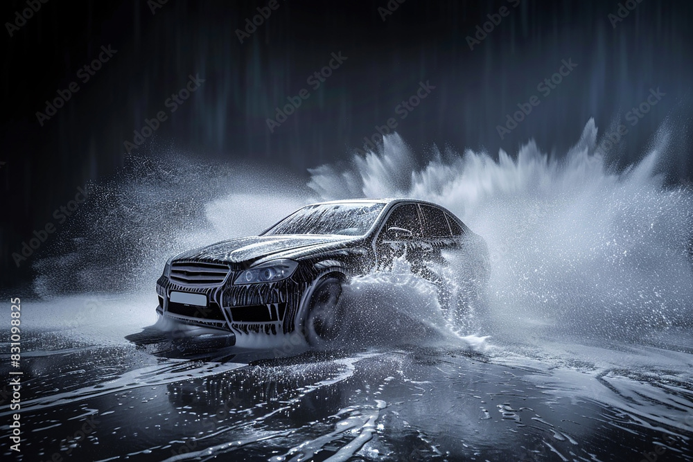 Car Wash Splash, Dynamic Water Splashing on Car, Detailed Illustration ...