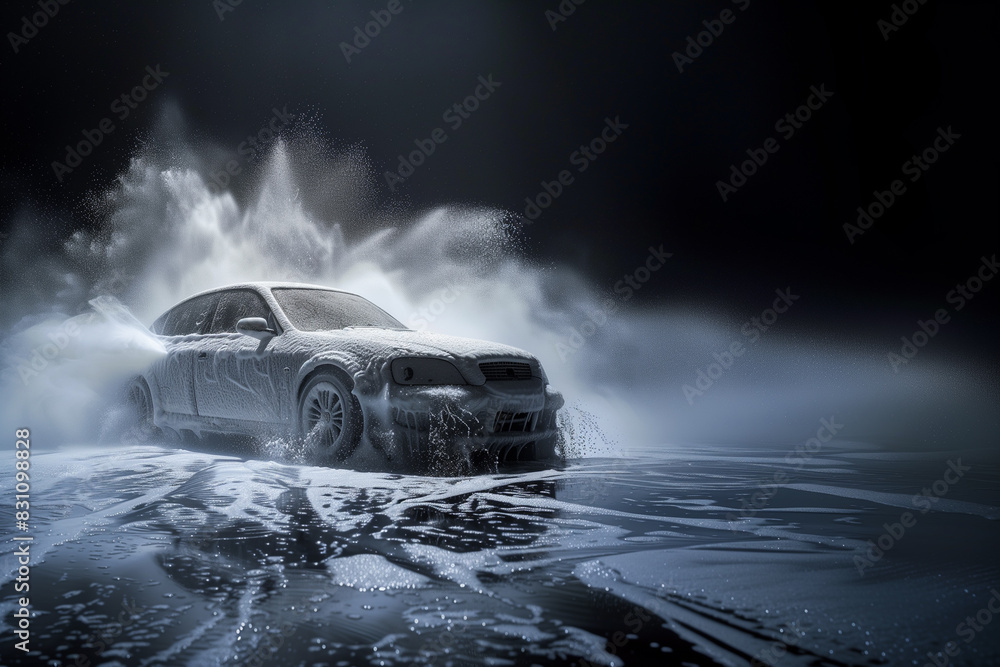Car Wash Splash, Dynamic Water Splashing on Car, Detailed Illustration ...