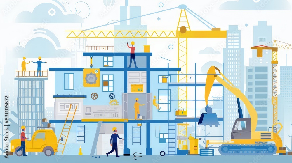 Design a visual guide to construction project management methodologies. Include traditional ...