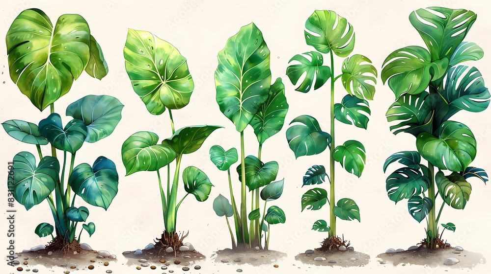 Growing Monstera Albo: Draw the sequence of growth from seed to adult ...