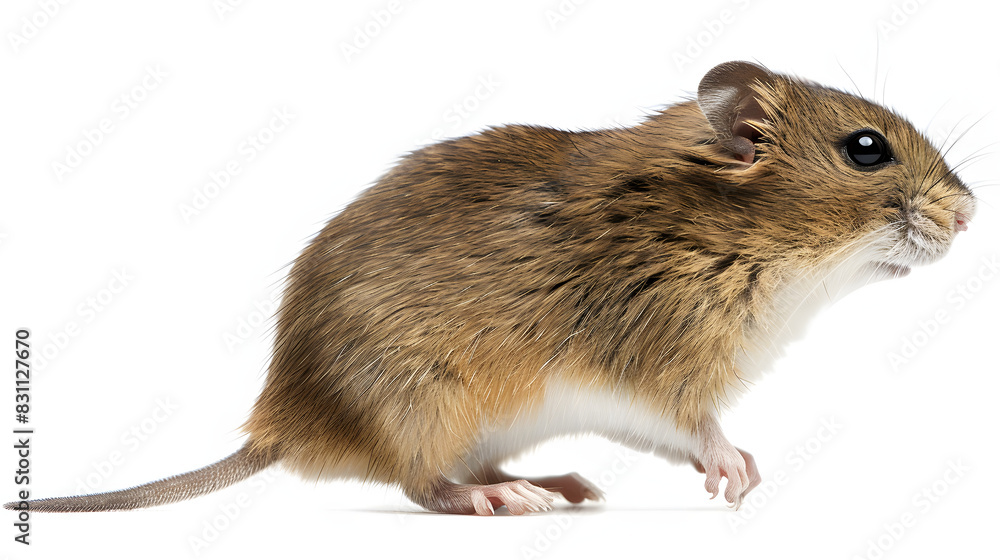 Side view of a european hamster on its hind legs, cricetus cricetus ...