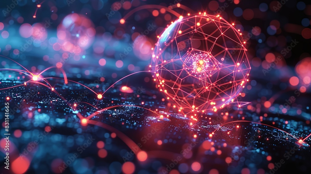 Detailed Illustration Of A Qubit Interacting With Ai Driven Data Points Symbolizing The Synergy