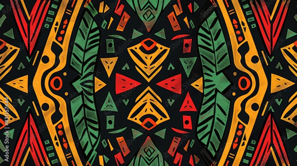 abstract african tribal pattern traditional colors of black red yellow ...
