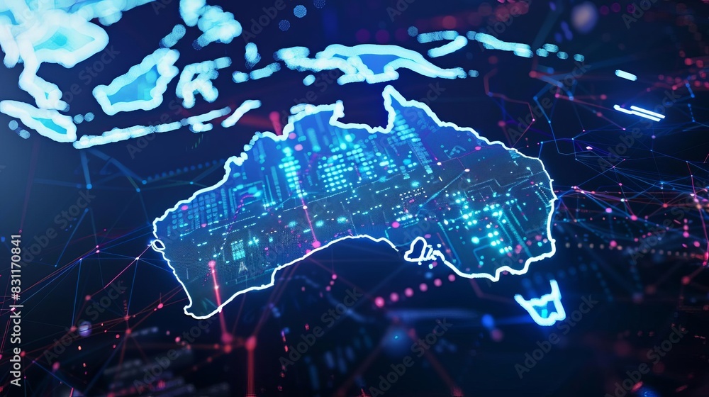 digital map of australia with global network connections cyber ...