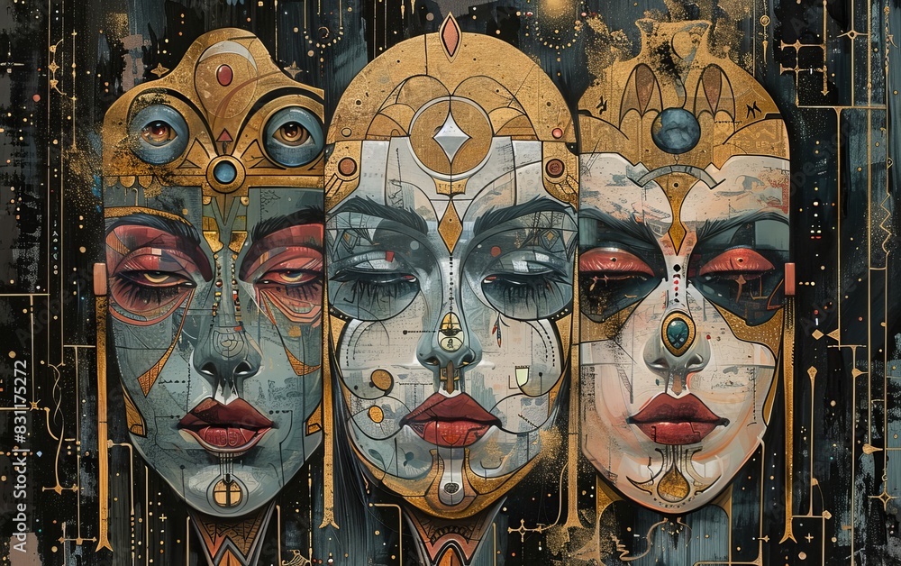 These three elaborately decorated masked faces merge street art with ...