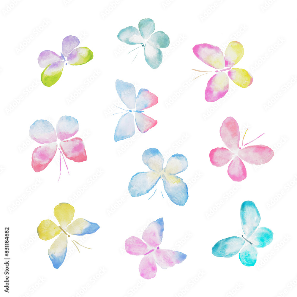 Butterflies on a transparent background, colorful butterflies, insects ...