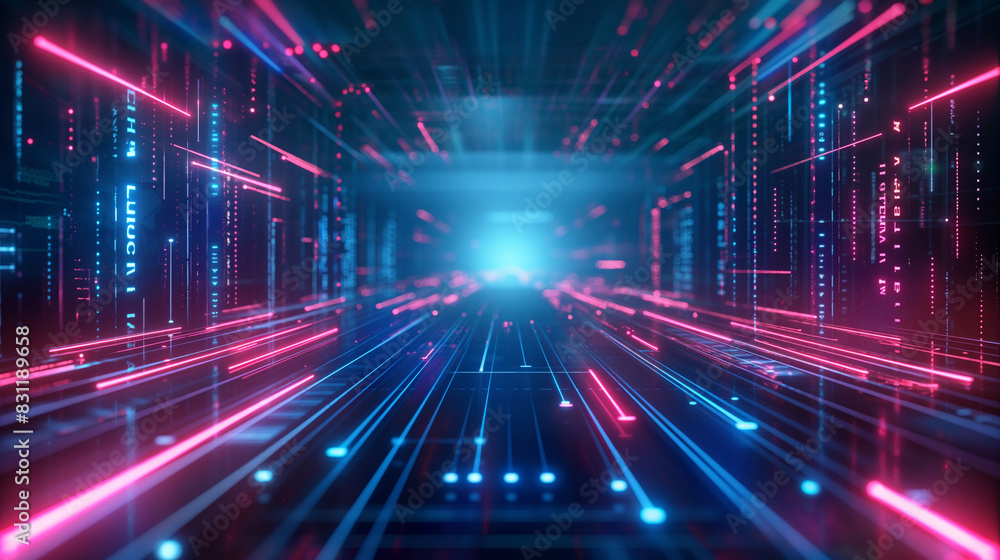 Abstract technology background Neon circuit board with bokeh effect ...