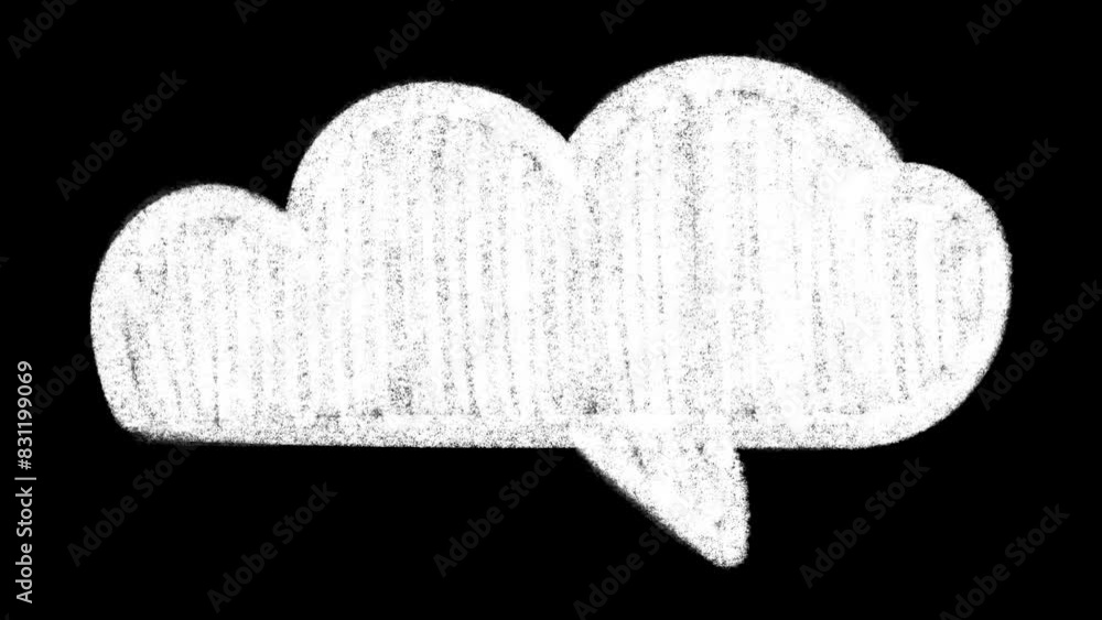 White doodle speech bubble, animated, alpha channel. Drawn texture ...