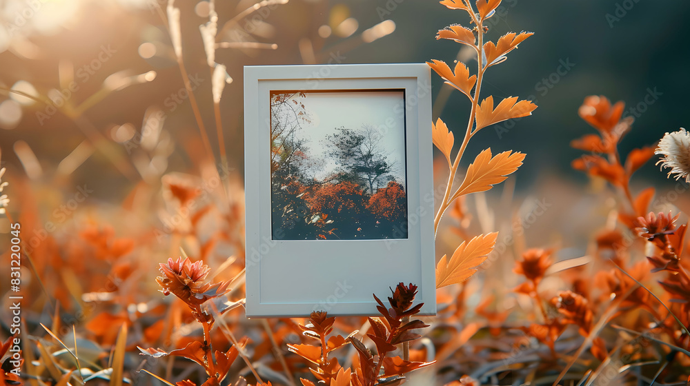Nature Scene in Polaroid Style Border Frame Mockup: High Resolution ...