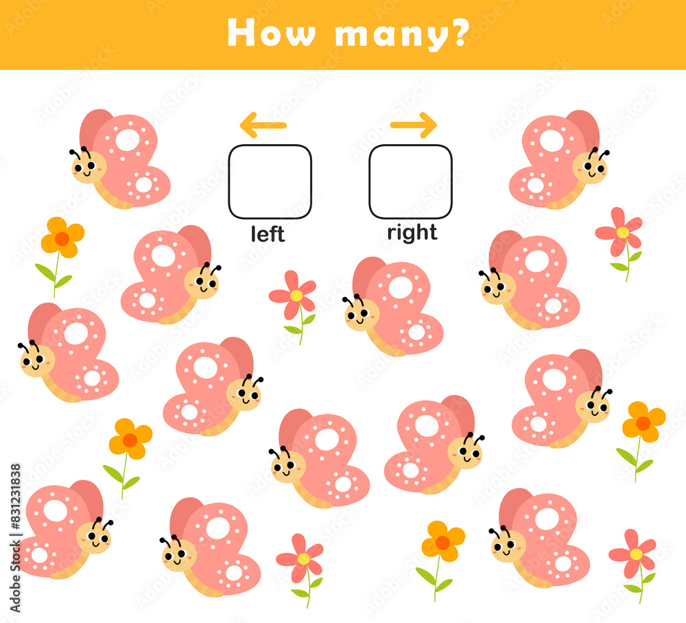 Left and right position worksheet. Educational worksheet for preschool ...