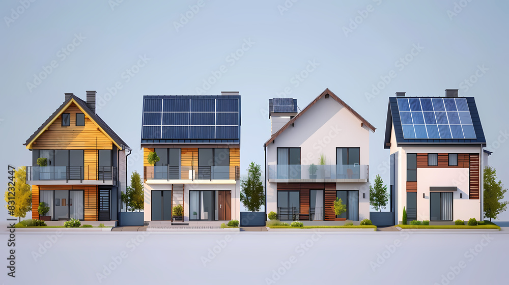 set Classic and modern family house residential apartment buildings ...
