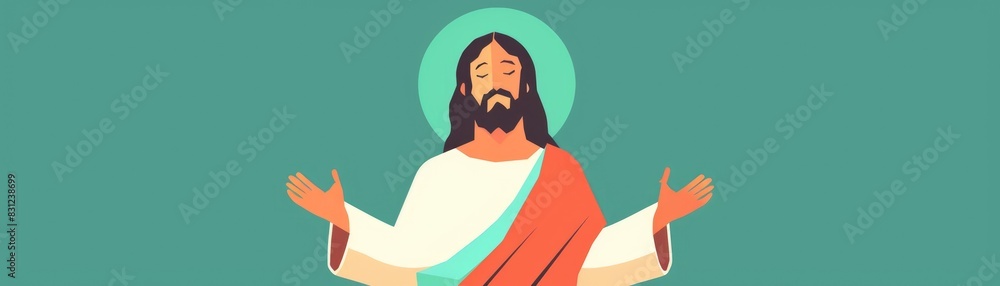Jesus gesture flat design front view preaching animation vivid Stock ...