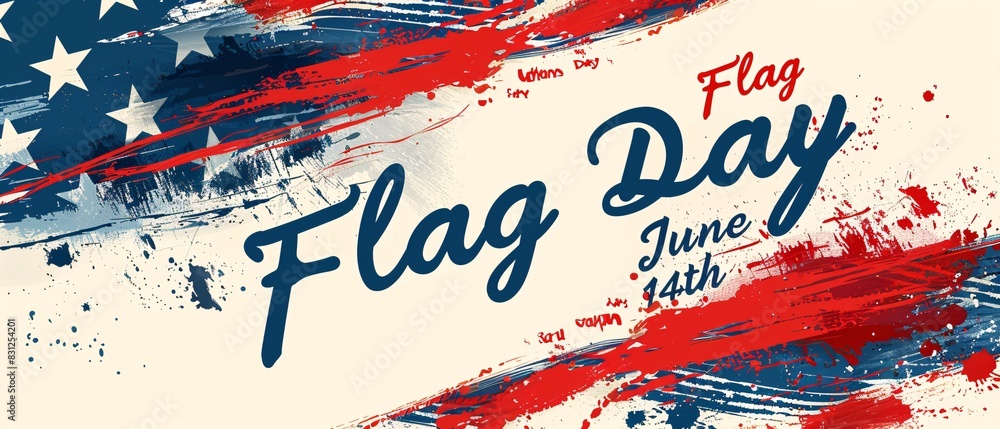 A customizable postcard template celebrating Flag Day. The background ...
